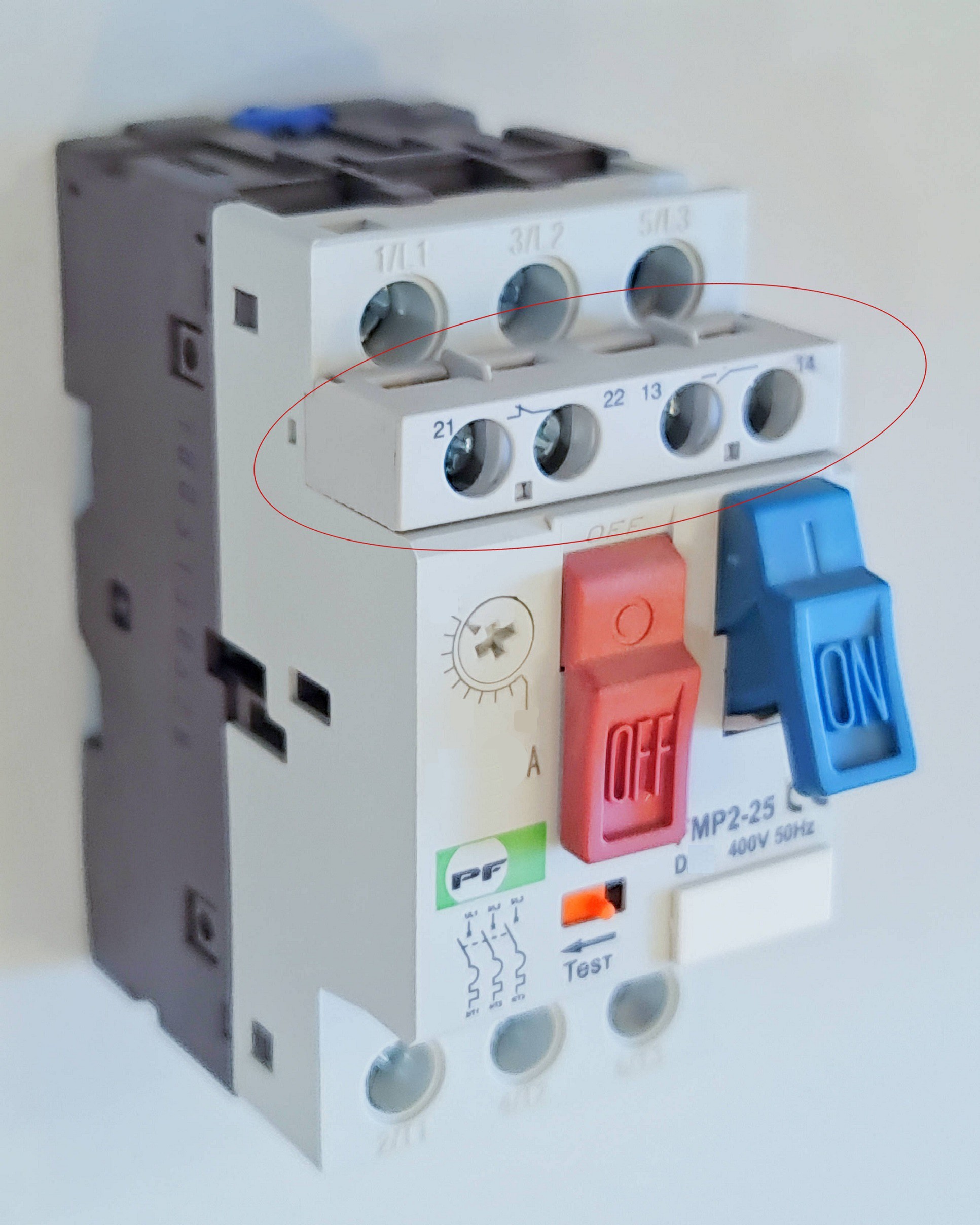 Kontaktorius-paleidiklis-apsauga varikliui 2,5A su šilum (1.6-2.5A: 0. ...
