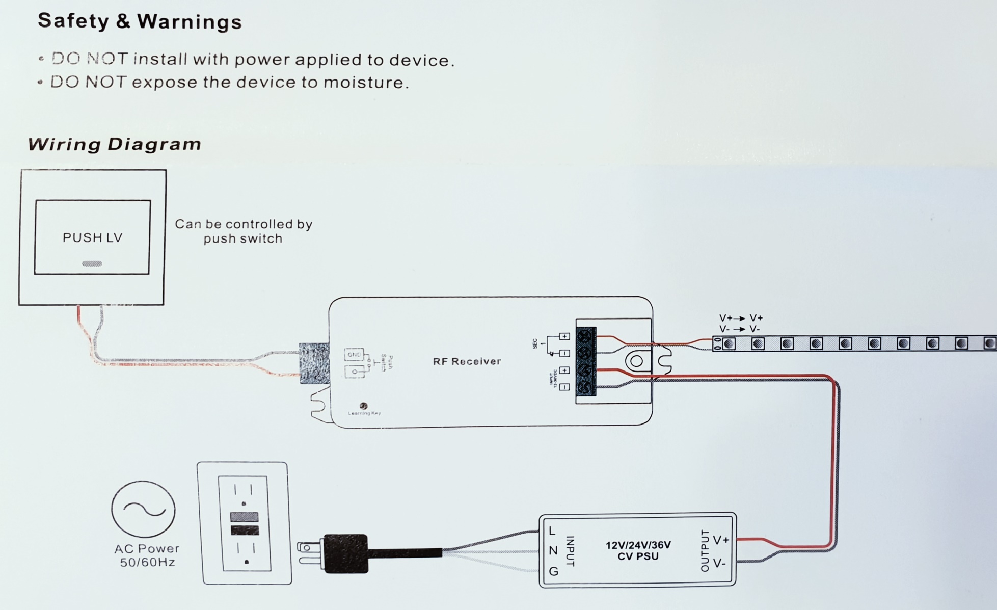 Valdiklis-sistemos imtuvas LED juostoms 12-36V 8A(96W) dimeriuojamas ...