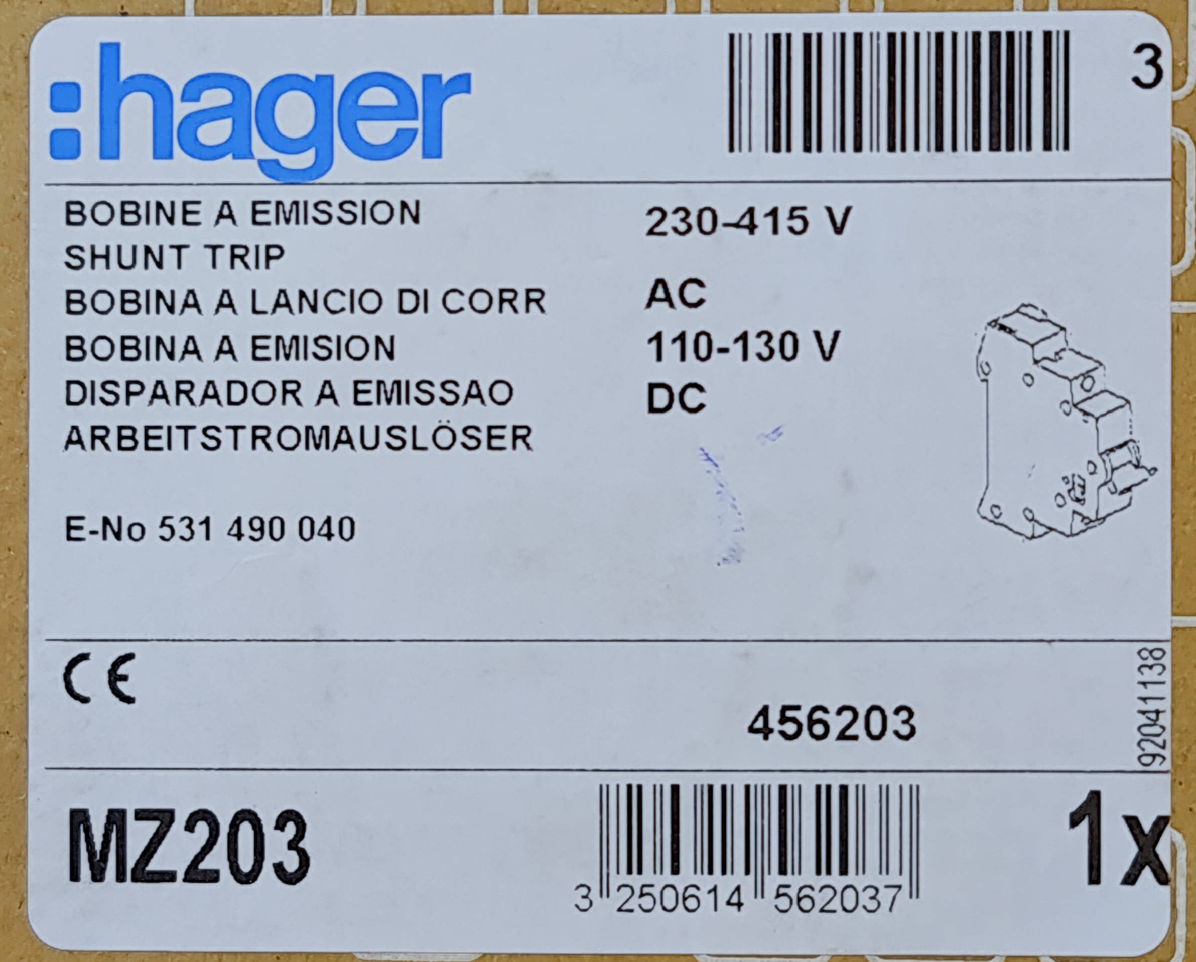 Atkabiklis nepriklausomas HAGER MZ203 230-415V AC:230V-415V, DC: 110 ...