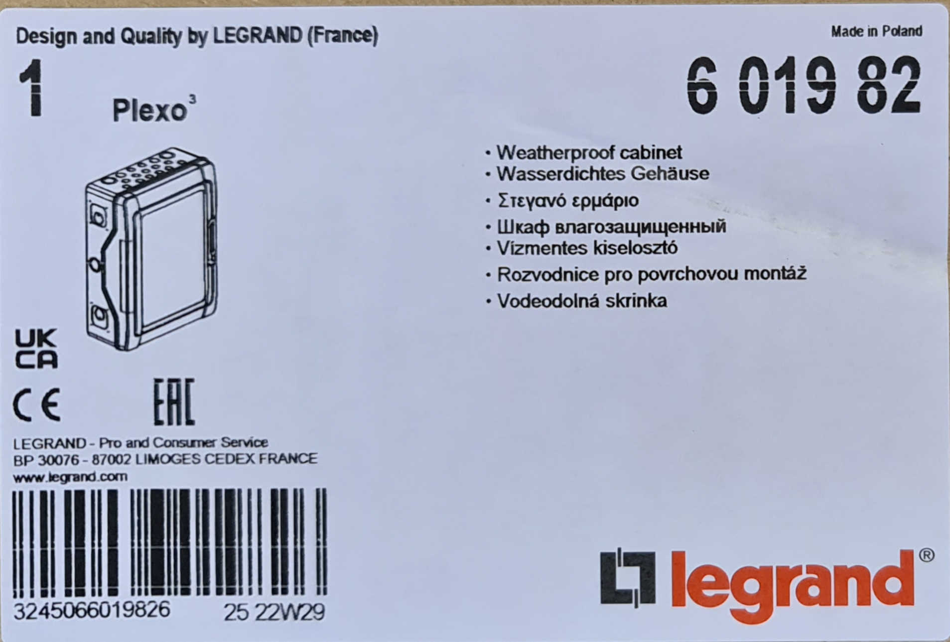 Dėžė pa išjung.-autom 24V IP65 Plexo Legrand (601982)