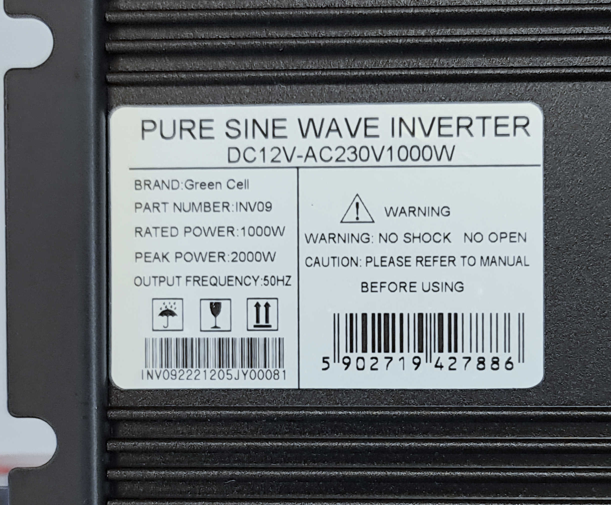 Keitiklis įtampos 12V/230V 1000W (2000W) 50Hz tikro sunuso Green Cell ...