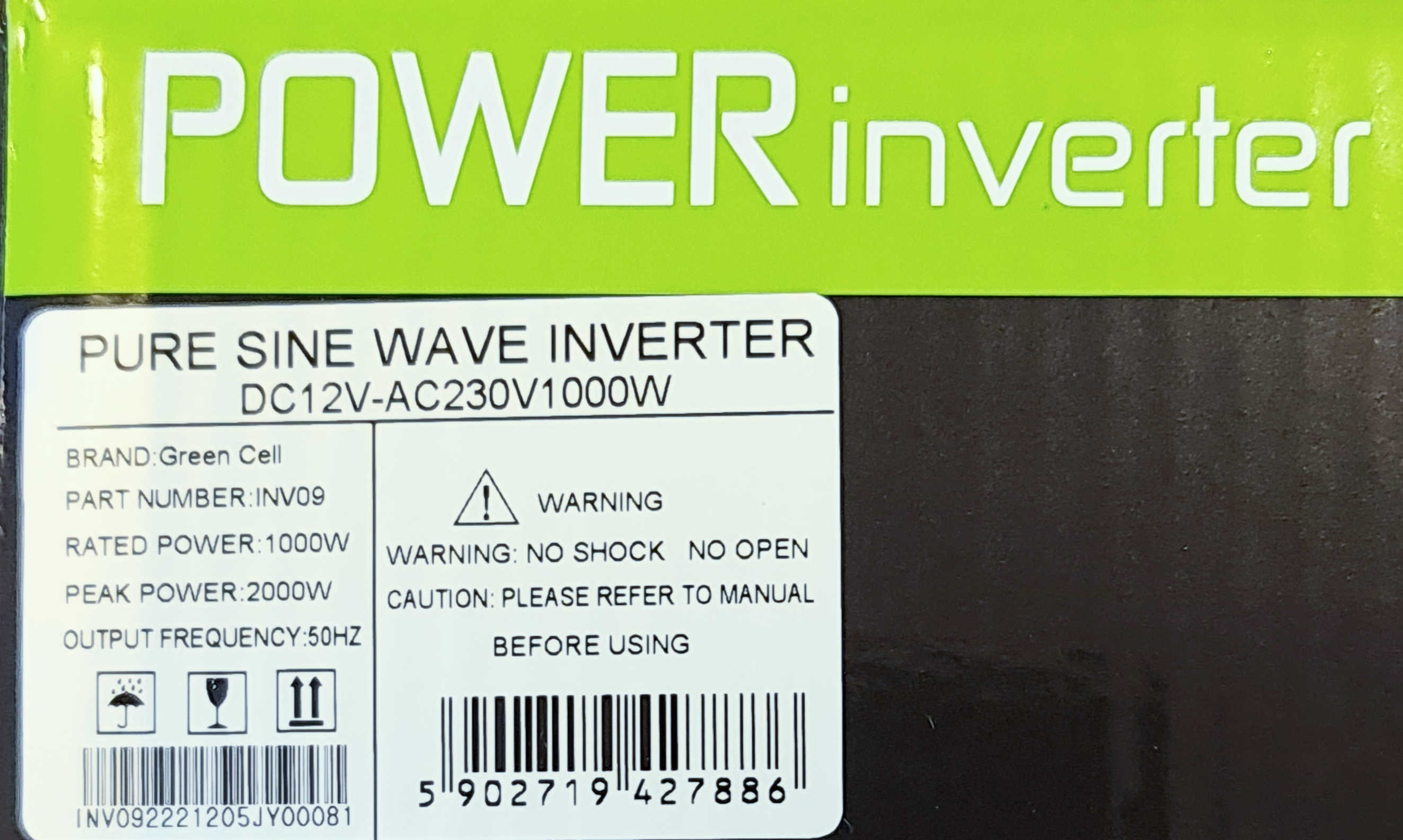 Keitiklis įtampos 12V/230V 1000W (2000W) 50Hz tikro sunuso Green Cell ...